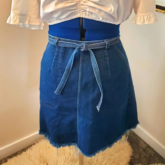 Vintage | Skirts | Vintage 7s Womens Jean Wrap Mini Skirt Union Tag ...